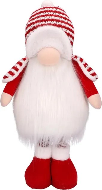 Vánoční dekorace skřítek červená / bílá 87 cm