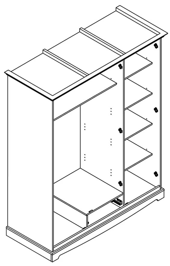 KATMANDU Dřevěná skřín 3D Belluno Elegante bílá, masiv, 190x156x65 cm