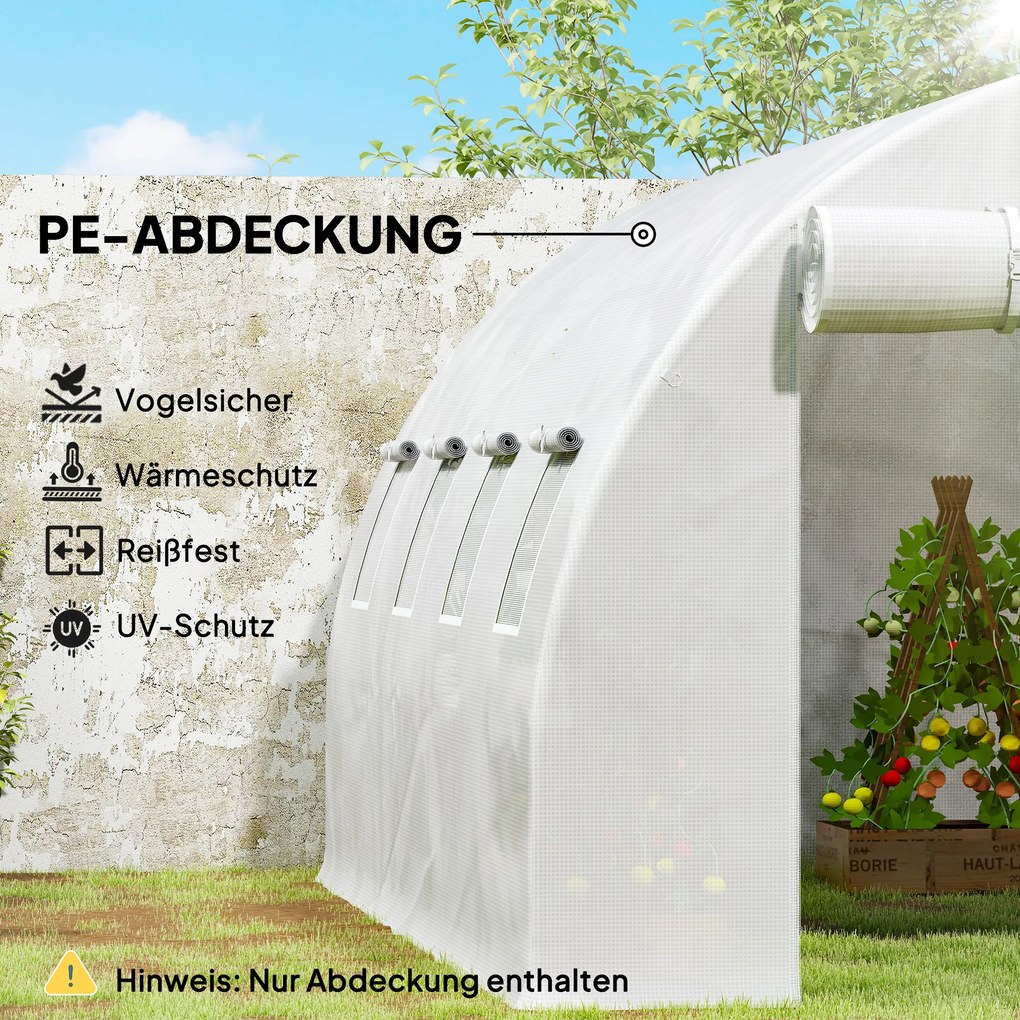 Outsunny Náhradní kryt skleníku, odolný proti povětrnostním vlivům, 400 cm x 300 cm x 200 cm, průhledný, bílý