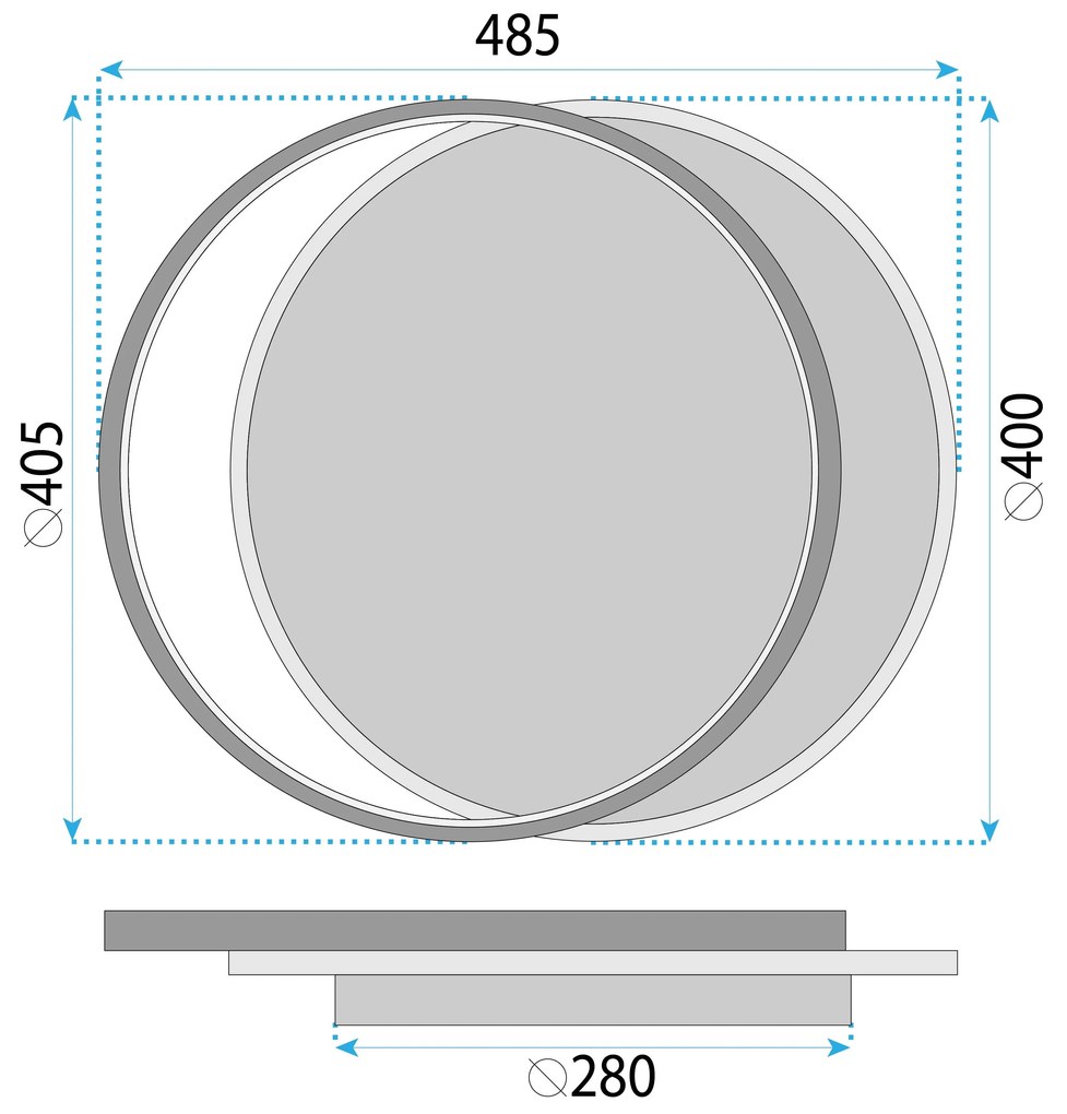 Toolight Toolight, LED stropní svítidlo 40cm, LHJ076-C, černá-bílá, OSW-50035