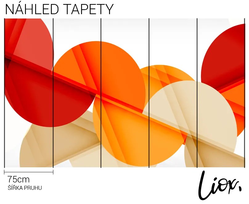 Tapeta červenooranžové půlkruhy