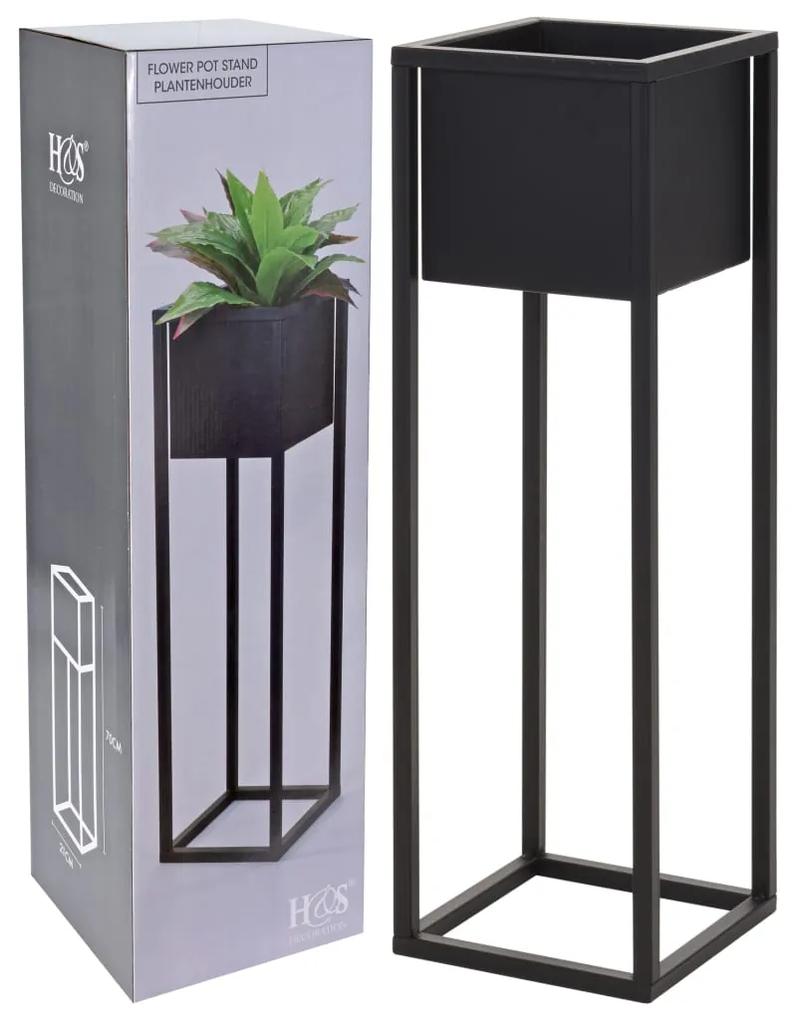 424176 H&S Collection Home&Styling Květináč na stojanu kovový černý 70 cm