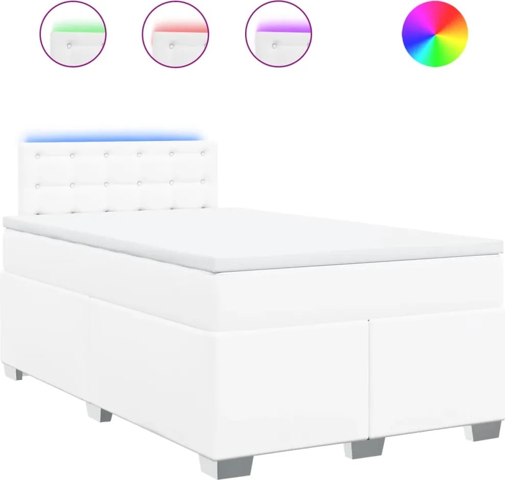 Box spring postel s matrací bílá 120x190 cm umělá kůže 3288413