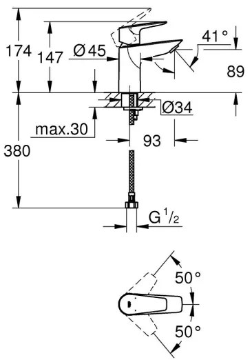 GROHE 32858001 - Umyvadlová baterie BAUEDGE 147 mm lesklý chrom