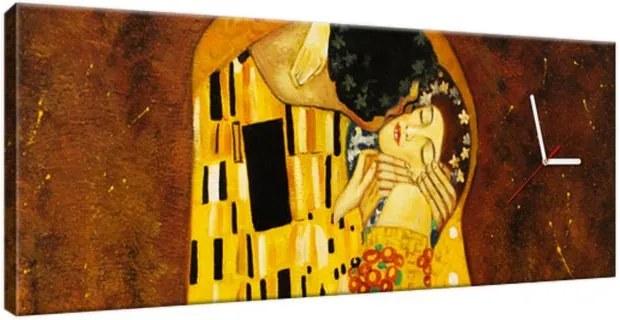 Tištěný obraz s hodinami Polibek - Gustav Klimt 100x40cm ZP1787A_1I