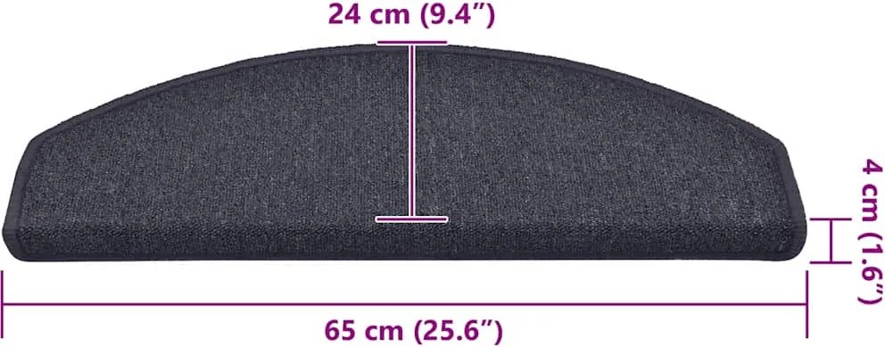 Schodové rohože 30 ks 65 x 24 x 4 cm tmavě šedé a modré, půlkulaté, velké 3365759