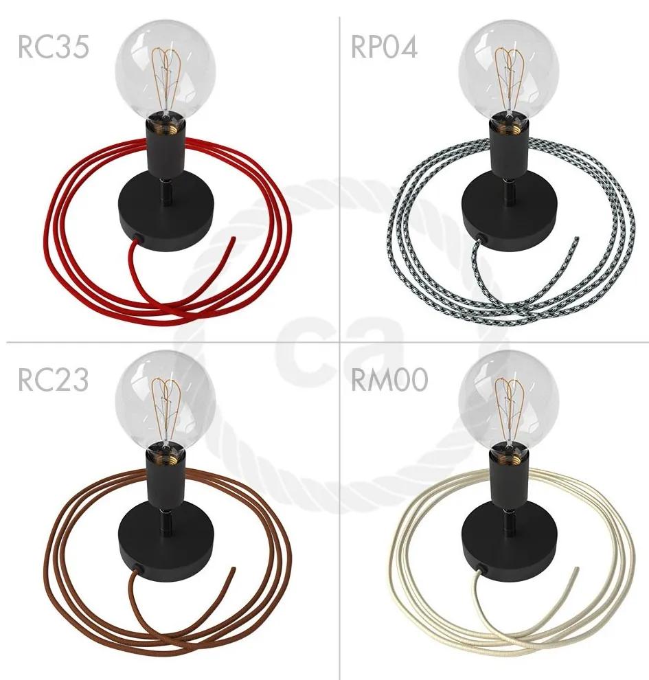 creative cables Spostaluce metallo 90°, černý nastavitelný zdroj světla s textilním kabelem a bočními otvory Barva kabelu: Slonovina - RM00