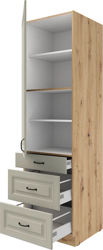 STILO ac | vysoká skříňka 60 DKS-210 3S 1F potravinová | 60 cm | UNI dvířka | artisan/světle šedá