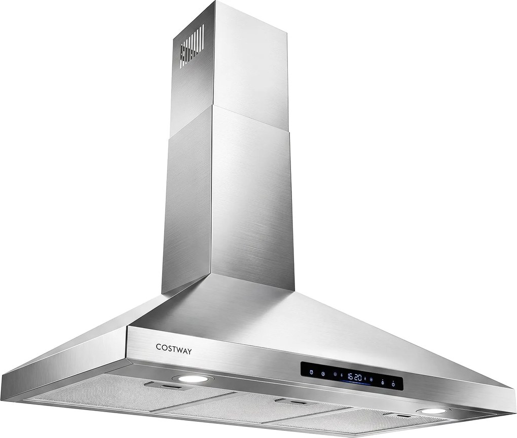 Costway Kuchyňský odsavač par 90 cm s dotykovým ovládacím panelem a senzorem
