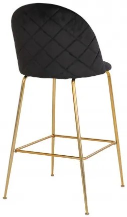 Barová židle LAUSANNE velvet černá, nohy mosaz House Nordic 1001266