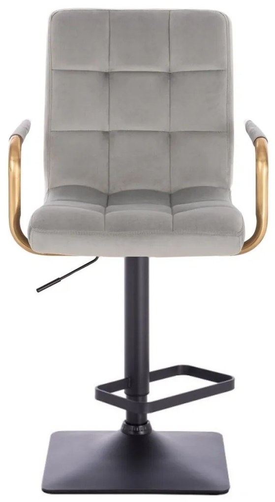 LuxuryForm Barová židle VERONA GOLD VELUR na černé hranaté základně  - světle šedá