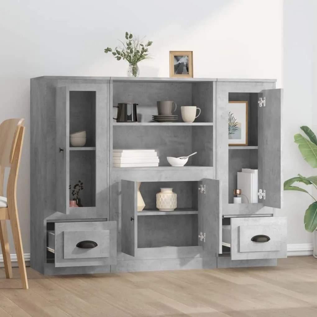 Příborníky 3 ks betonově šedé kompozitní dřevo 3185315