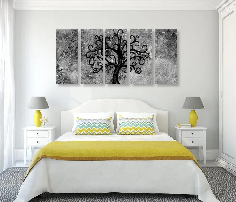 5-dílný obraz černobílý strom života Varianta: 100x50