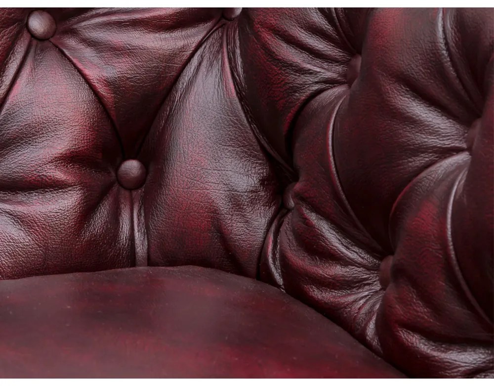 Massive home | Luxusní křeslo Chesterfield 112cm červená z pravé kůže MH862CHES