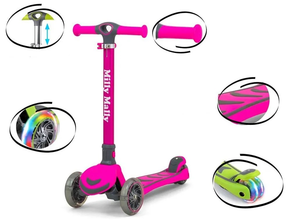 Dětská koloběžka Milly Mally Scooter Boogie růžová
