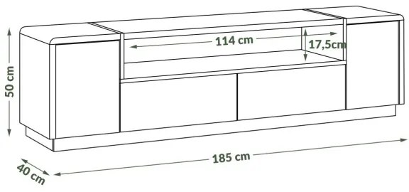 Televizní stolek FRED antracit/dub artisan