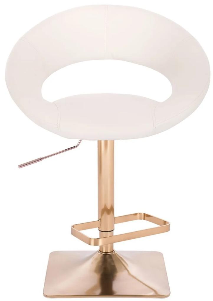 LuxuryForm Barová židle NAPOLI na zlaté hranaté podstavě - bílá