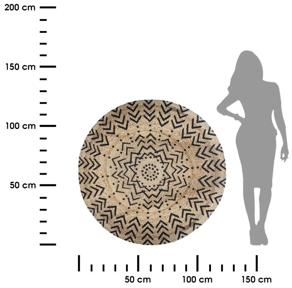 Koberec Iris, (fi) 120 cm, béžová/černá