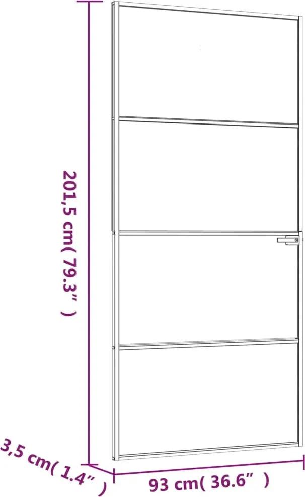 vidaXL Interiérové dveře úzké černé 93x201,5 cm tvrzené sklo a hliník [153668] Barva: Černá a průhledná