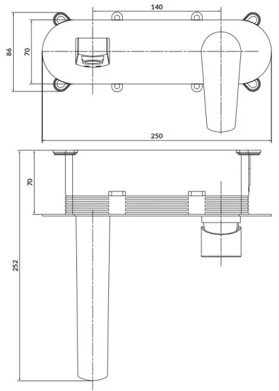 Cersanit S951-337 - Vanová baterie pro podomítkovou instalaci MODUO lesklý chrom