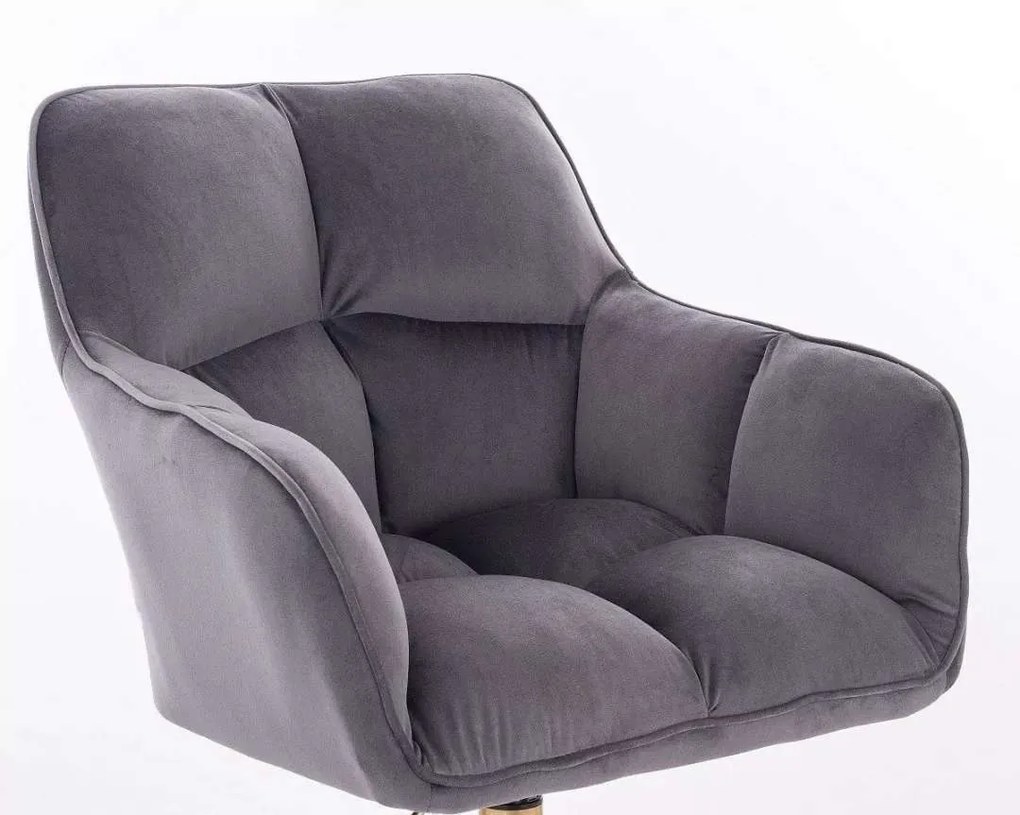 LuxuryForm DESIGN Otočné křeslo AMALFI VELUR na zlatém kříži - tmavě šedé