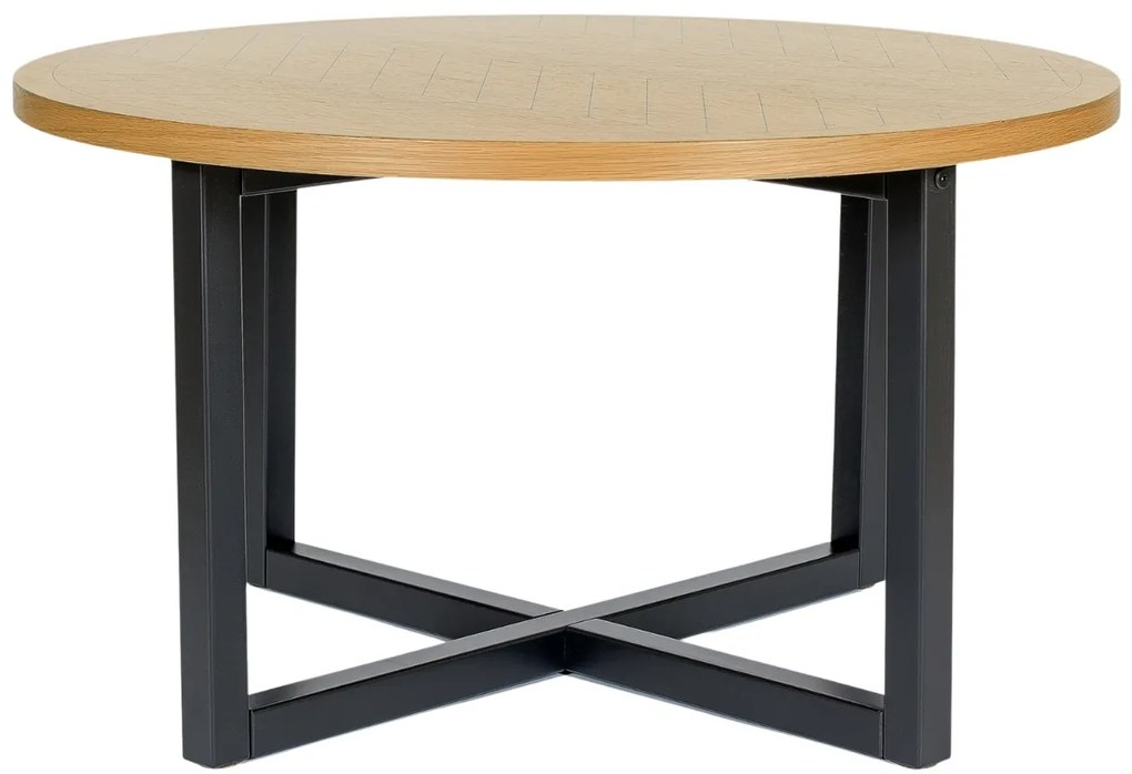 OnaDnes -20% Dubový rýhovaný kulatý konferenční stolek Woodman Camden s březovou podnoží 80 cm