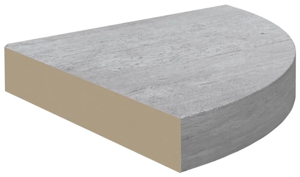 Nástěnné rohové police 2 ks betonově šedé 25 x 25 x 3,8 cm MDF
