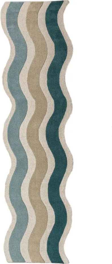 Modrý ručně tkaný vlněný běhoun 80x300 cm Cascade Wool – Flair Rugs