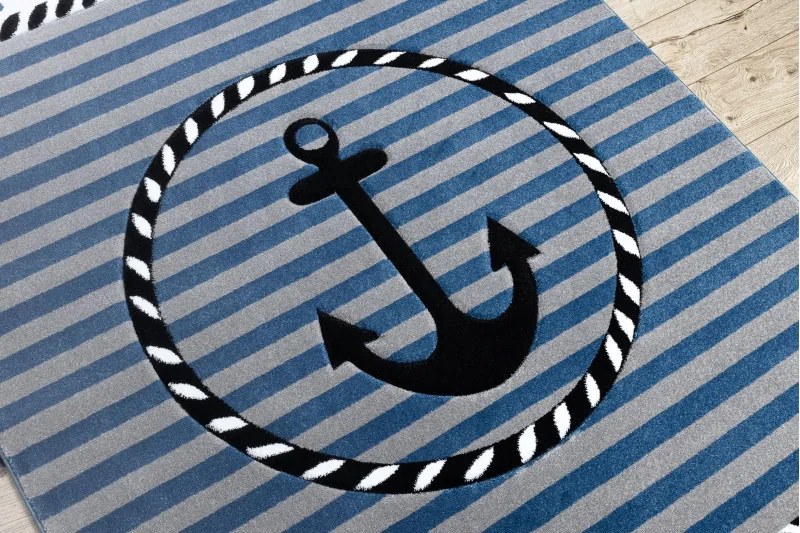 Dywany Łuszczów, Dětský kusový koberec Petit Marine anchor sea blue, 160x220, modrá, dětský pokoj