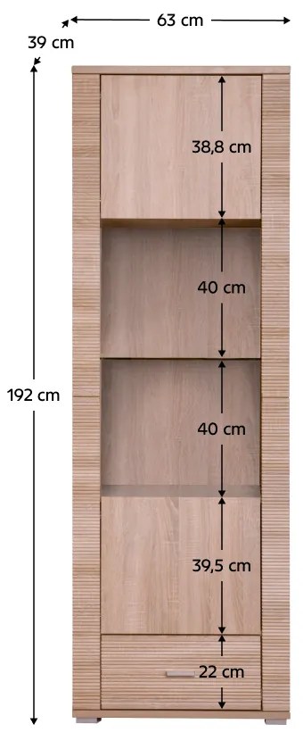 Kondela Vitrína typ 5, dub sonoma, GRAND