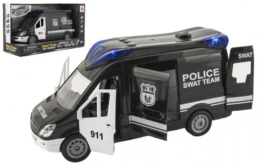 Teddies Auto policie swat plast 26cm na setrvačník na baterie se zvukem se světlem v krabici 30x17x11,5cm
