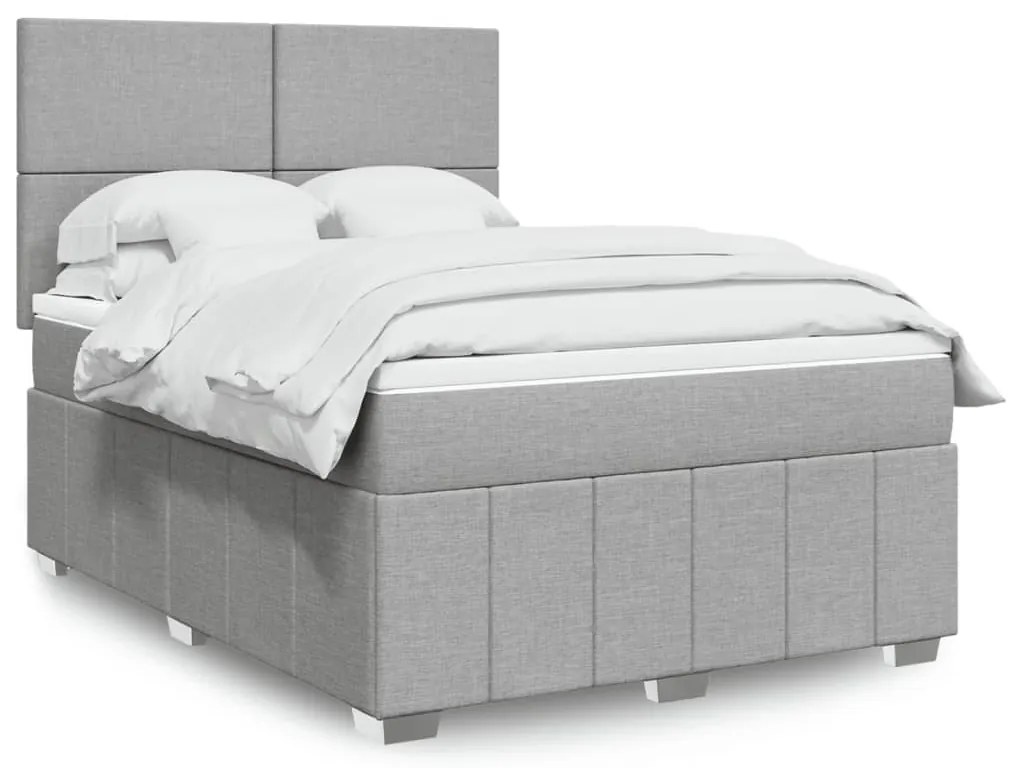 Box spring postel s matrací světle šedá 160 x 200 cm textil 3294012
