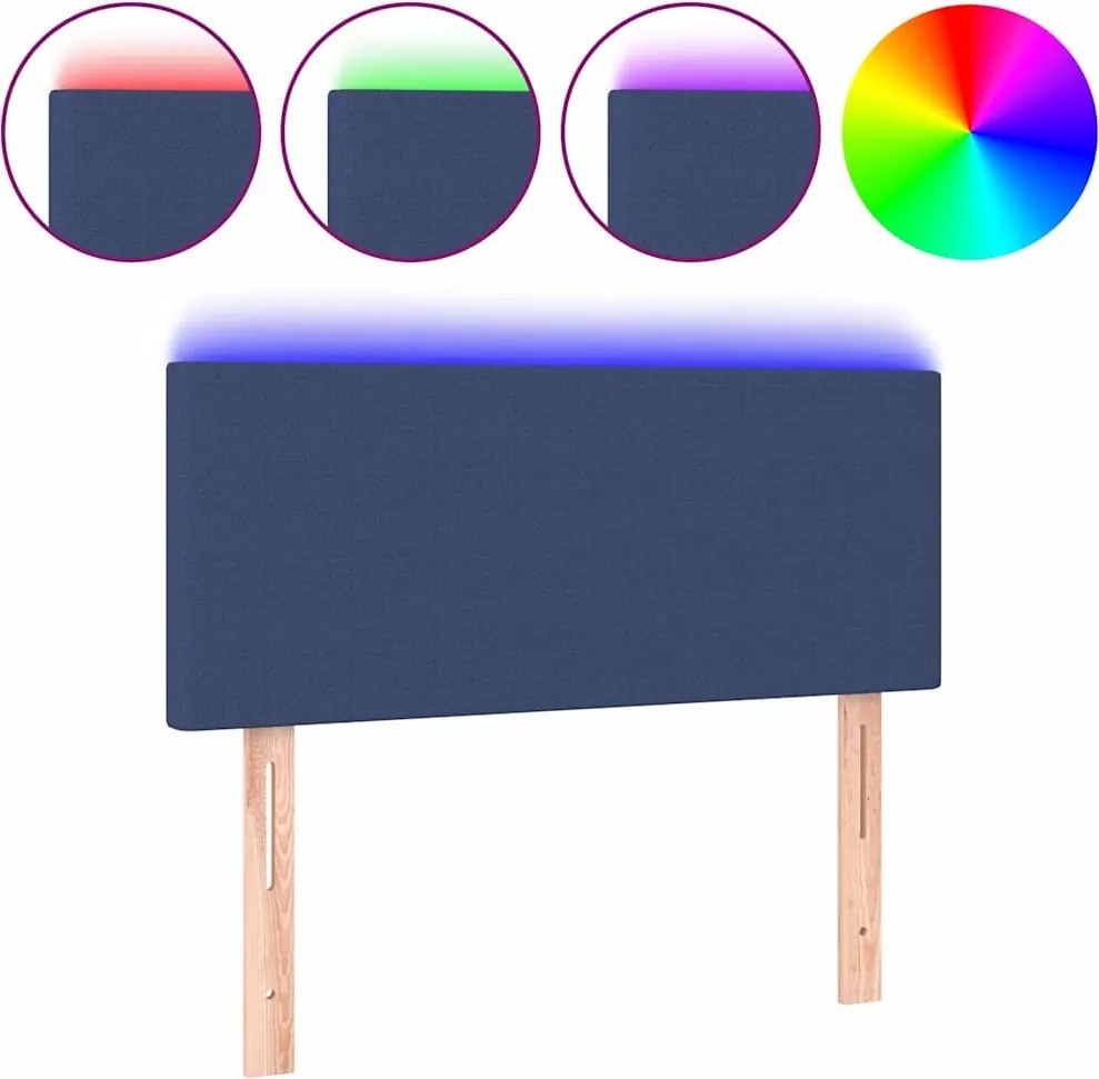 Čelo postele s LED modré 90x5x78/88 cm textil 3121320