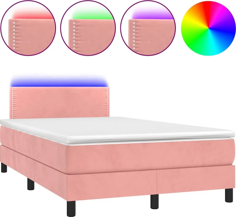 vidaXL Box spring postel s matrací a LED 120 x 190 cm samet [3270149] Barva: Černá