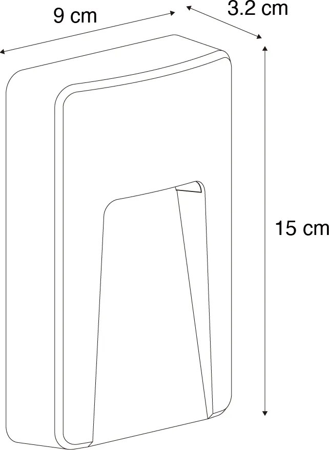Sada 6 černých obdélníkových venkovních nástěnných svítidel vč. LED IP65 - Gem