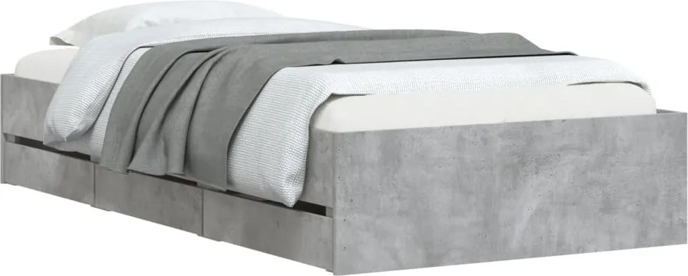 Rám postele se zásuvkami betonově šedý 75 x 190 cm kompozit 3207332