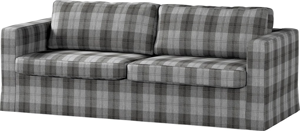Potah na pohovku IKEA  Karlstad 3-místná, nerozkládací, dlouhý barva šedá látka pletený vzor, vzorované