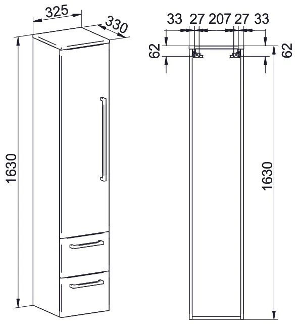 Mereo Mereo, Bino, koupelnová skříňka vysoká 163 cm, levá, Multidecor, CN697MSO1