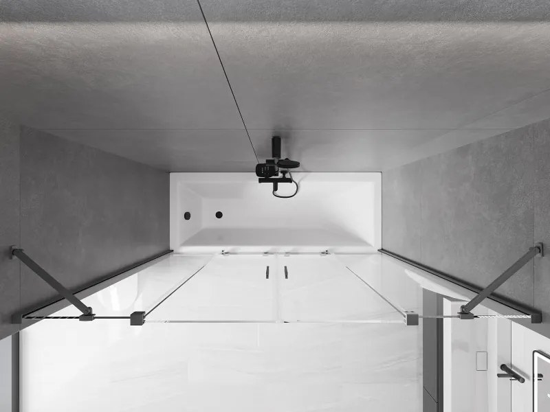 Mexen Velar Duo, 2-křídlová posuvná vanová zástěna 200 x 150 cm, 8mm čiré sklo, grafitový matný profil, 896-200-000-02-66