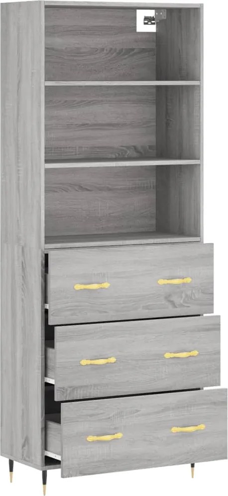 Skříň highboard šedá sonoma 69,5 x 34 x 180 cm kompozitní dřevo 3189363