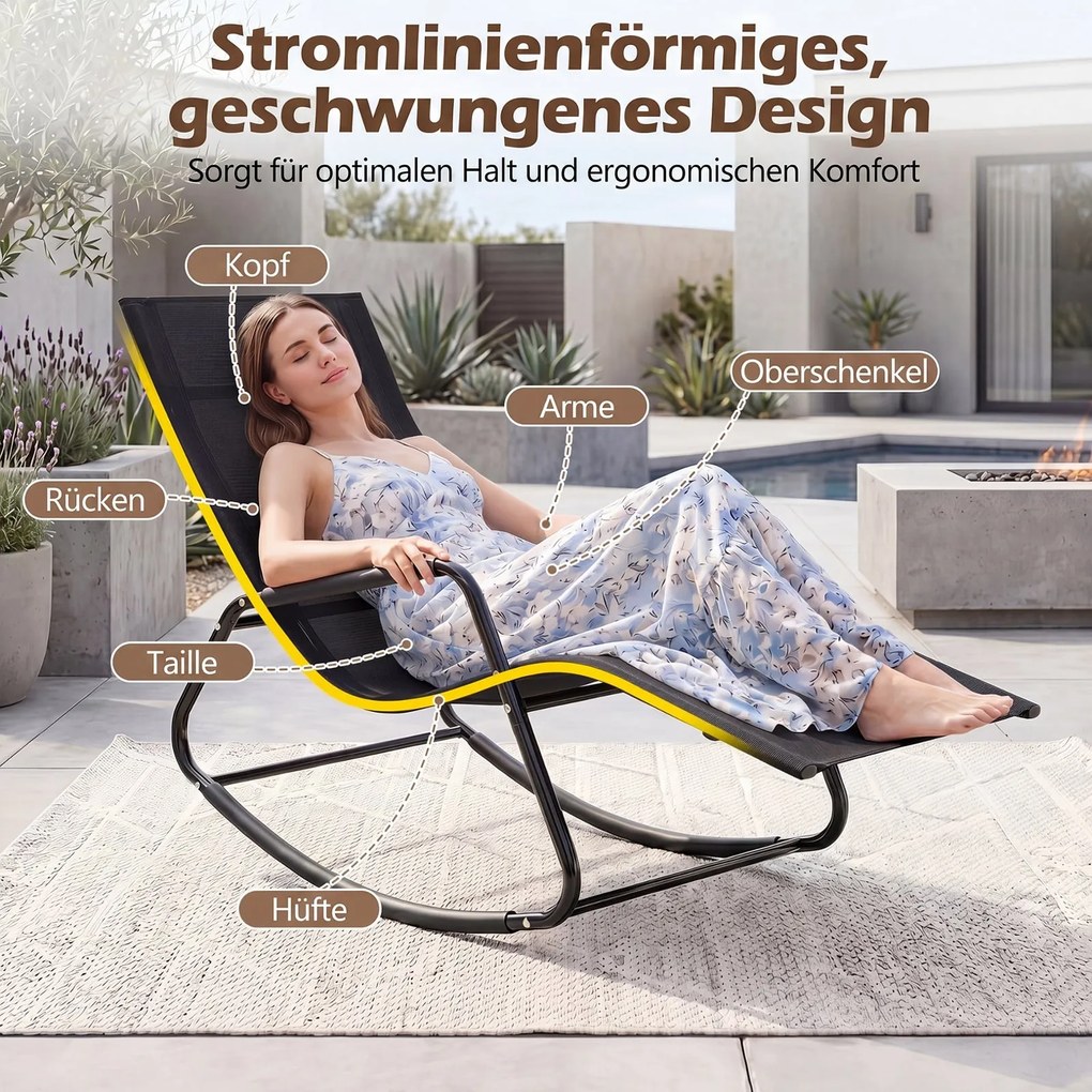 Costway Zahradní lehátko odolné proti povětrnostním vlivům ergonomické – černý