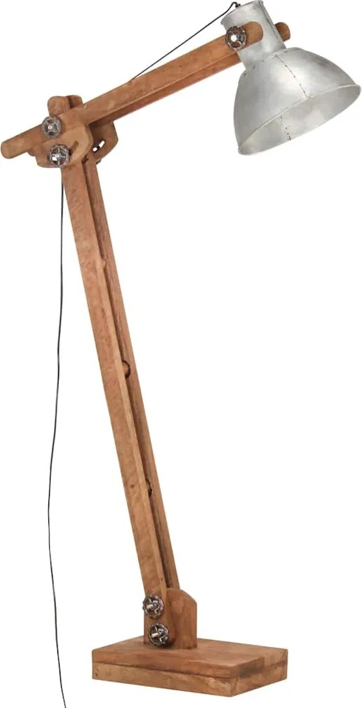 Stojací lampa stříbrná masivní mangovníkové dřevo E27 320579