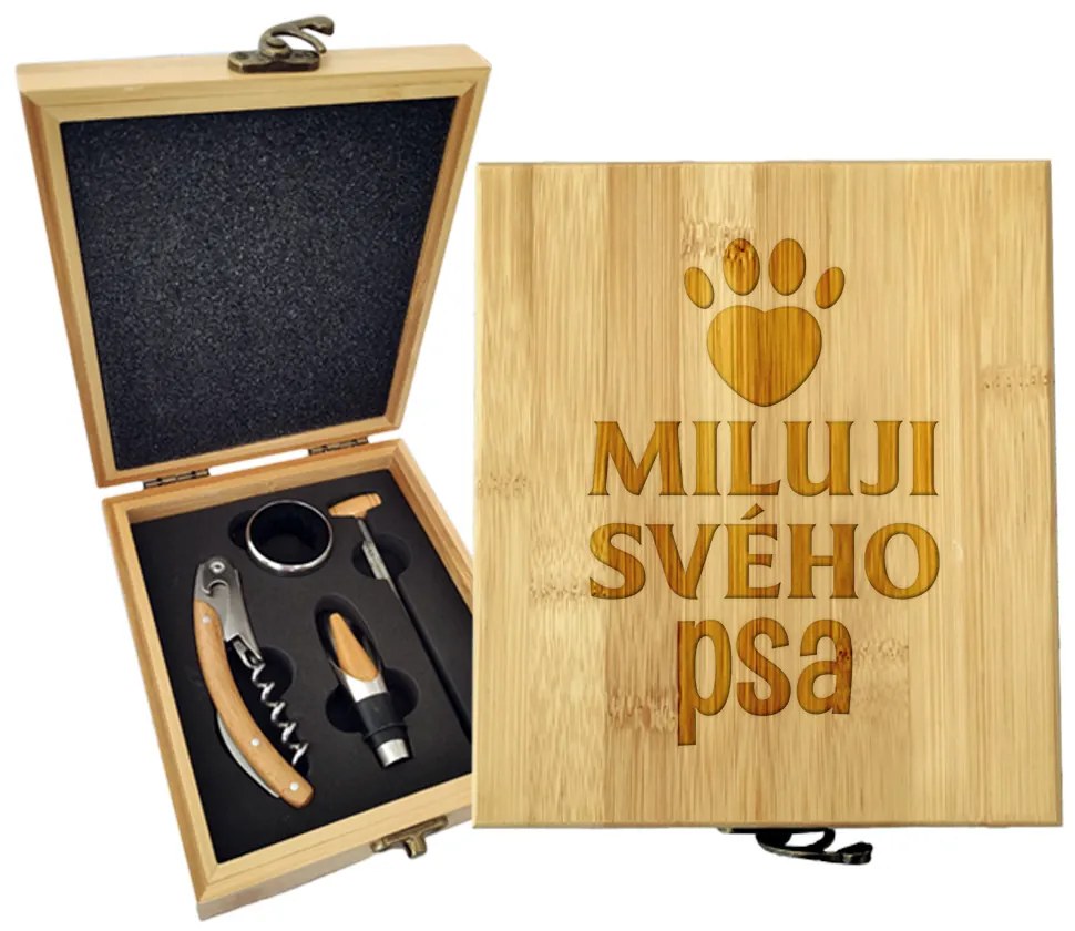 Sablio Dárková sada na víno Miluji svého psa: 147×168×49 mm