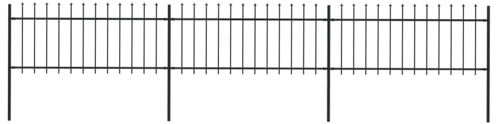 Zahradní plot s kopím nahoře ocelový 537 x 80 cm černý