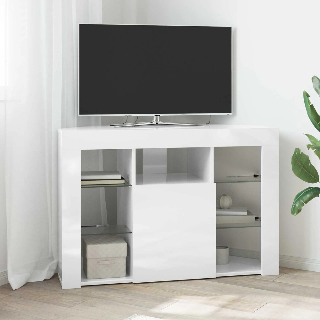 vidaXL Rohový LED TV stojan 100x40x68cm Kompozitní dřevo [889794] Barva: Bílá