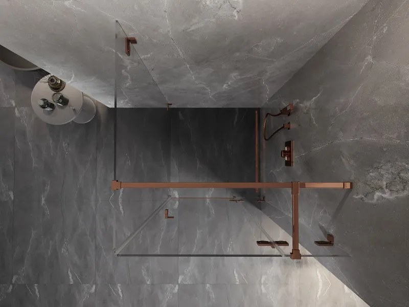 Mexen Lunar T, výklopný sprchový kout pravý 110 x 110 cm, 8mm čiré sklo, profil růžové zlato, 834T-110-110-60-00-P