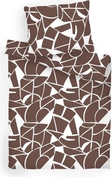 DADKA Povlečení krep Julius hnědý na bílém 140x200, 70x90 cm