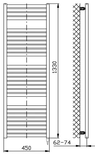 Aqualine - Koupelnový elektrický radiátor TONDI-E 500W/230V 133 cm bílá