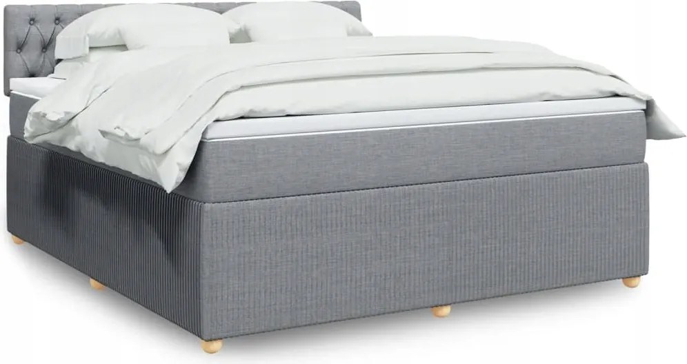 Box Spring Postel S Matrací Textil Světle Šedá Prošívaný design 180 x 200
