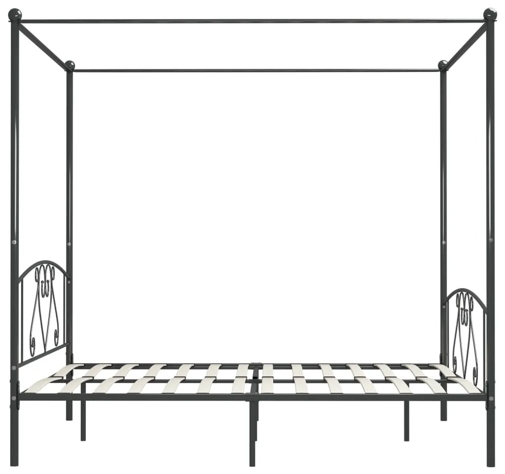 Rám postele s nebesy šedý kovový 200 x 200 cm,  284446